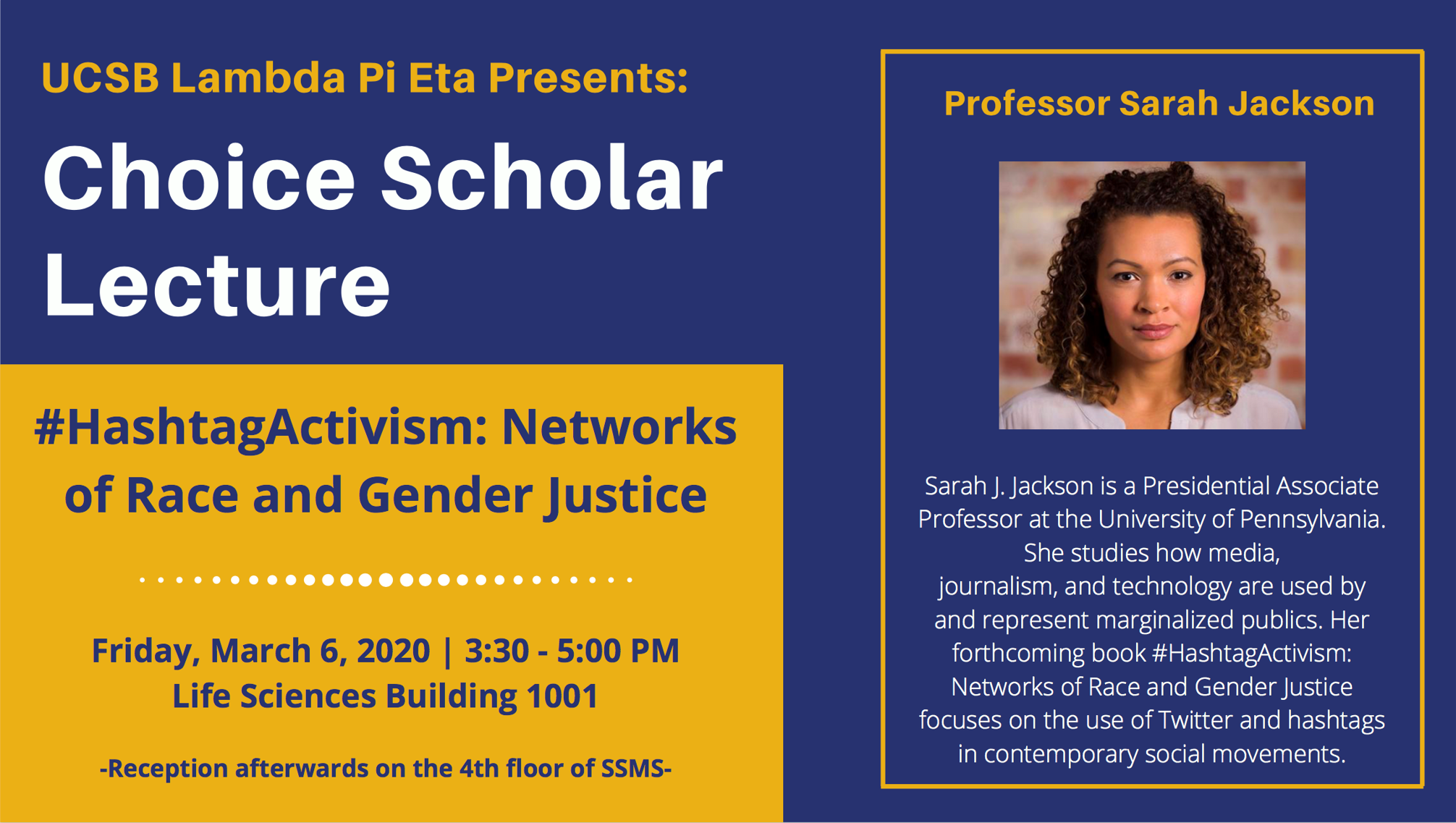 Choice Scholar Lecture -- Sarah Jackson #HashtagActivism | Department ...